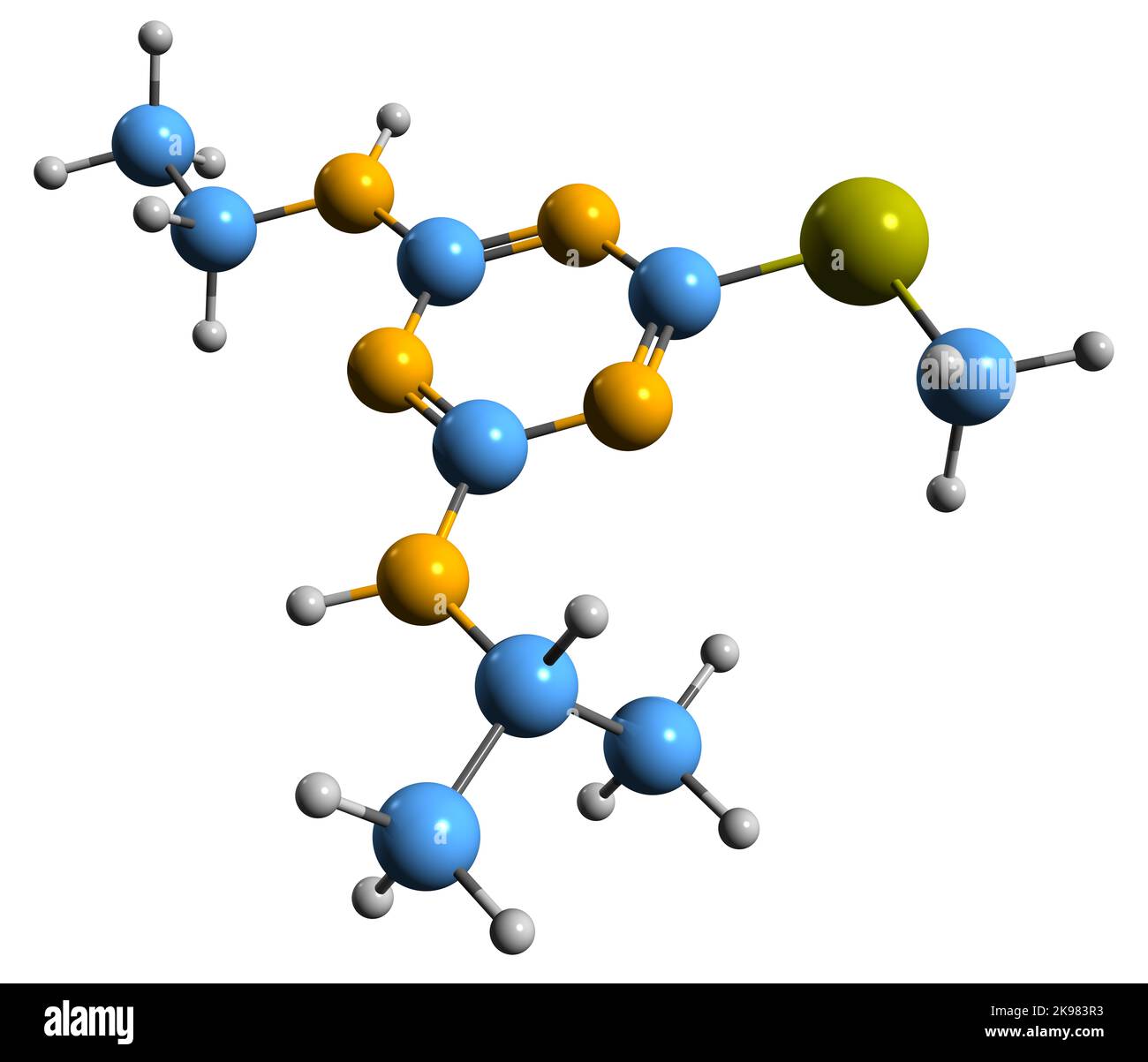 3D image of Ametryn skeletal formula - molecular chemical structure of ...