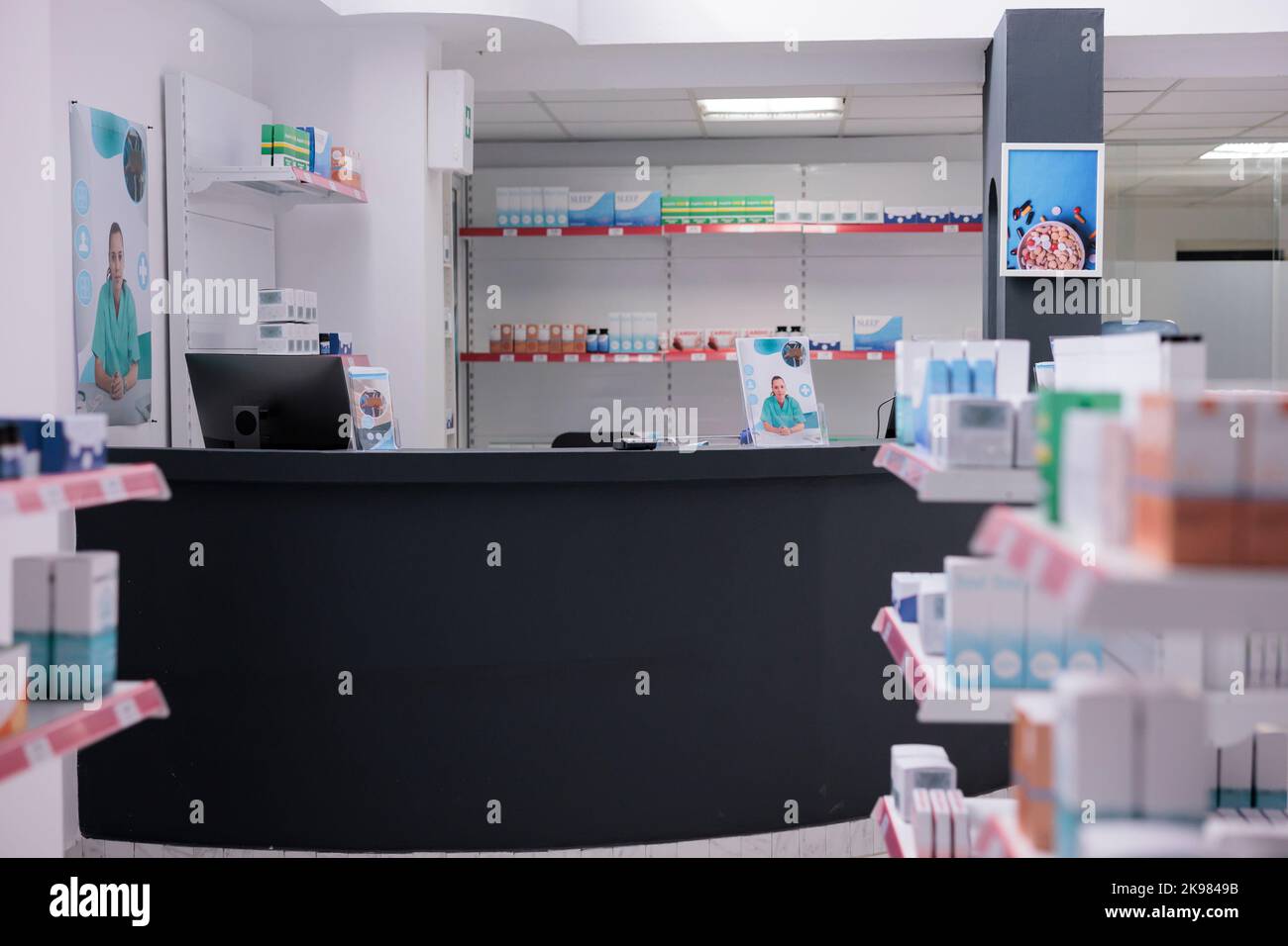 Empty pharmacy shelves hi-res stock photography and images - Alamy