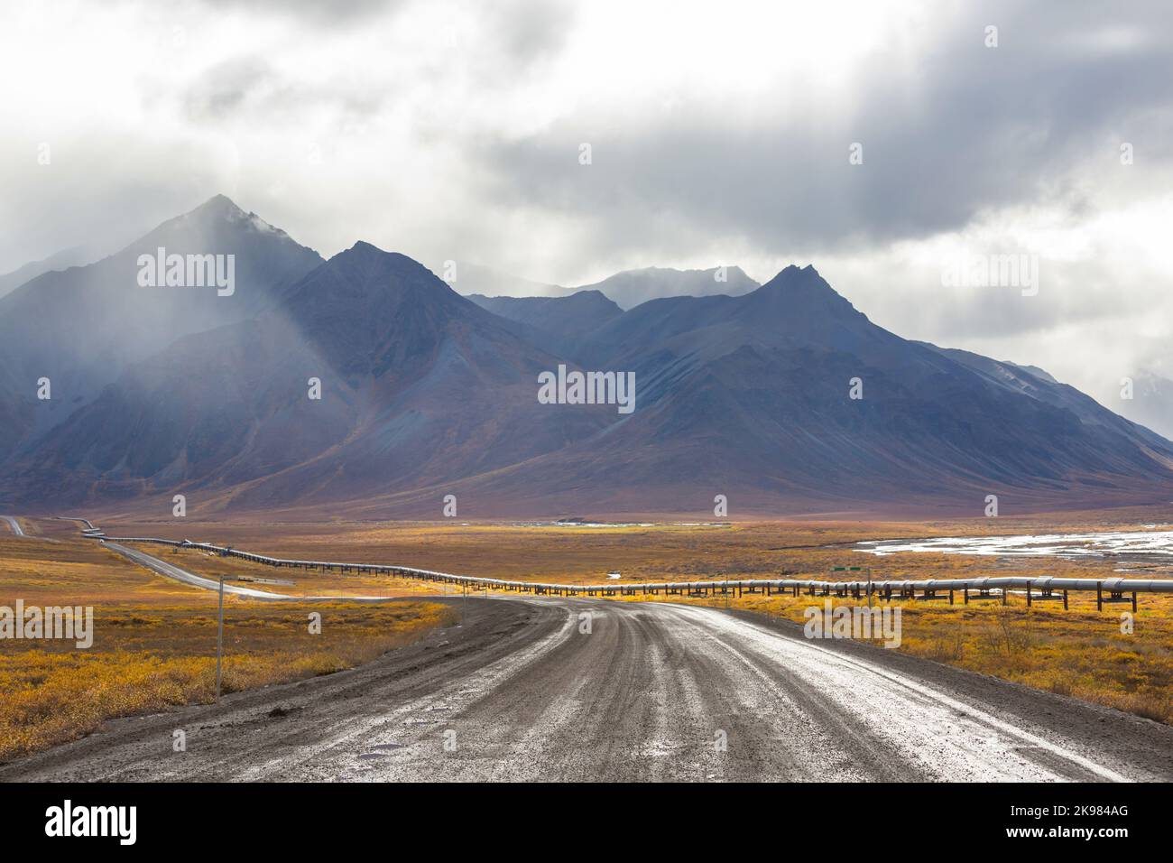 USA, Alaska, Dalton Highway pipeline in valley Stock Photo - Alamy