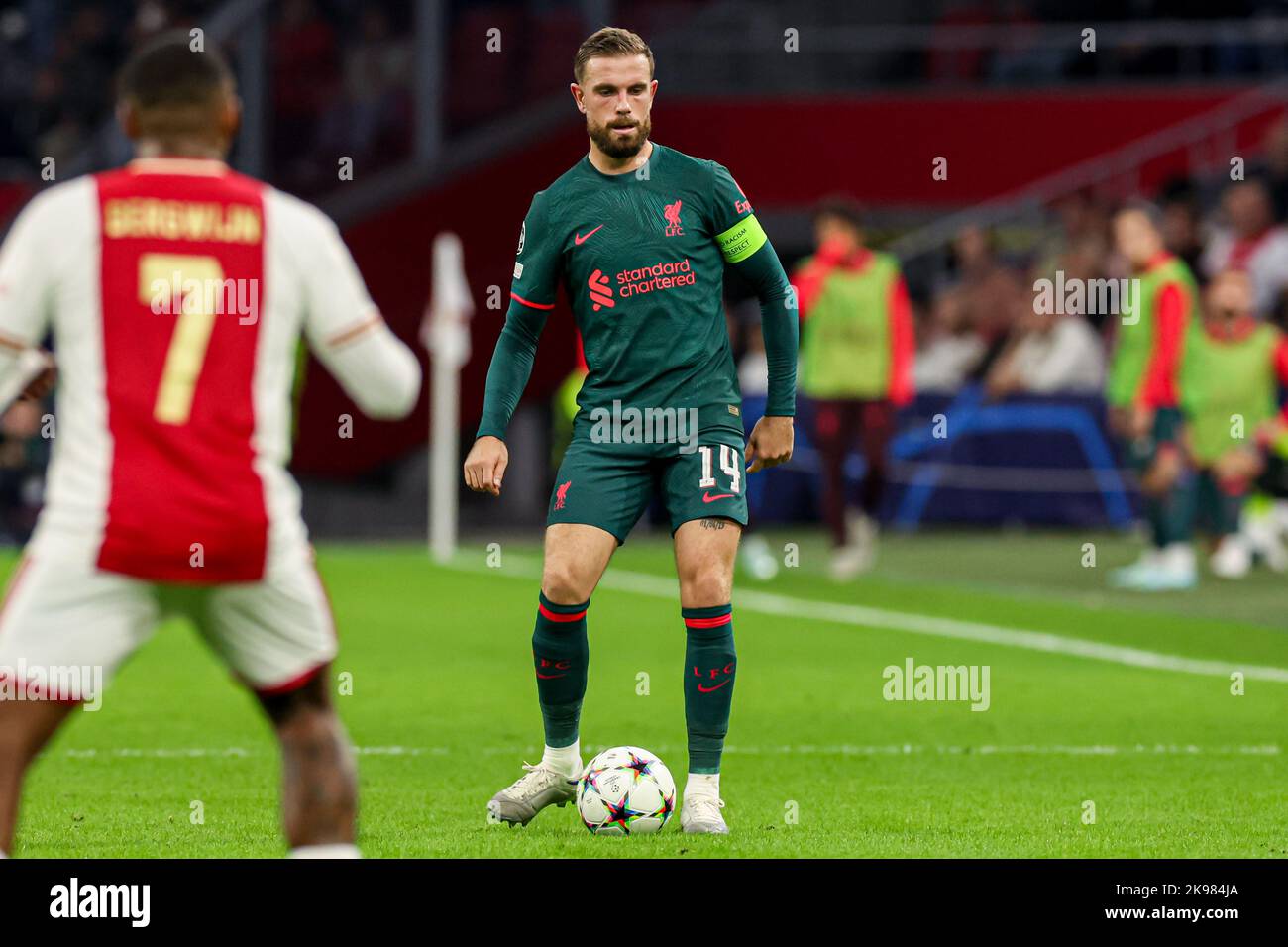 AMSTERDAM, NETHERLANDS - OCTOBER 26: Jordan Henderson of Liverpool FC during the Group A - UEFA ...
