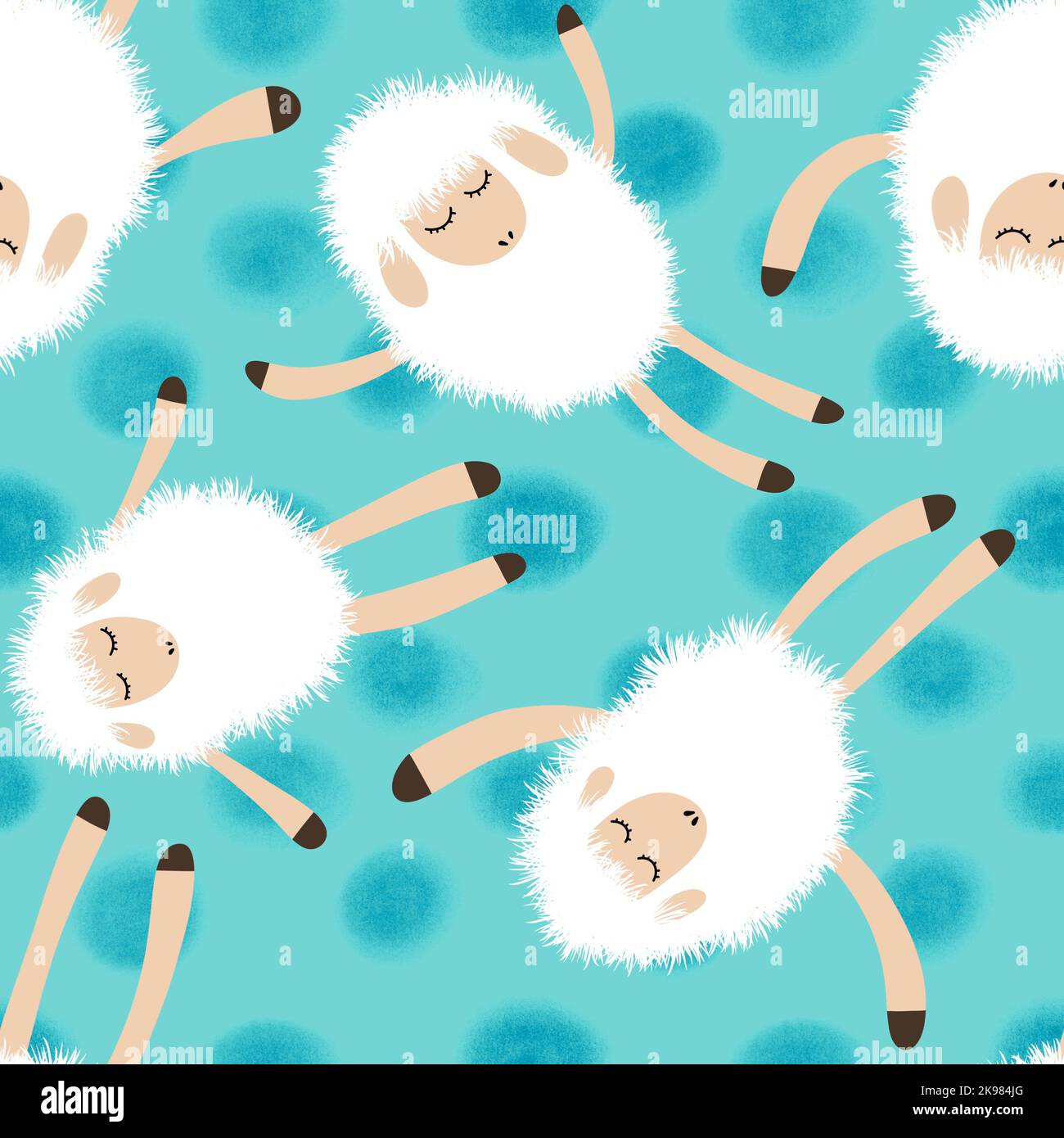 Cartoon farms animals seamless sleeping sheep pattern for wrapping ...