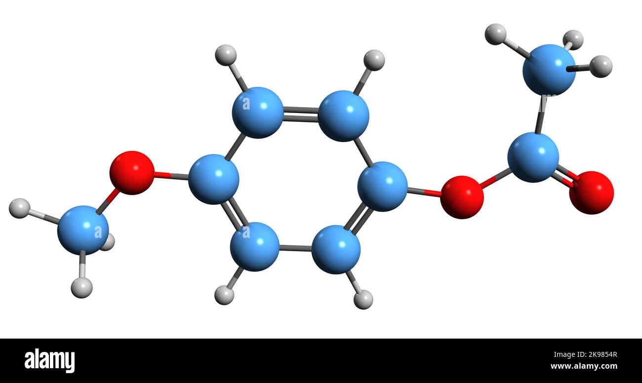 3D image of Anisyl acetate skeletal formula - molecular chemical ...