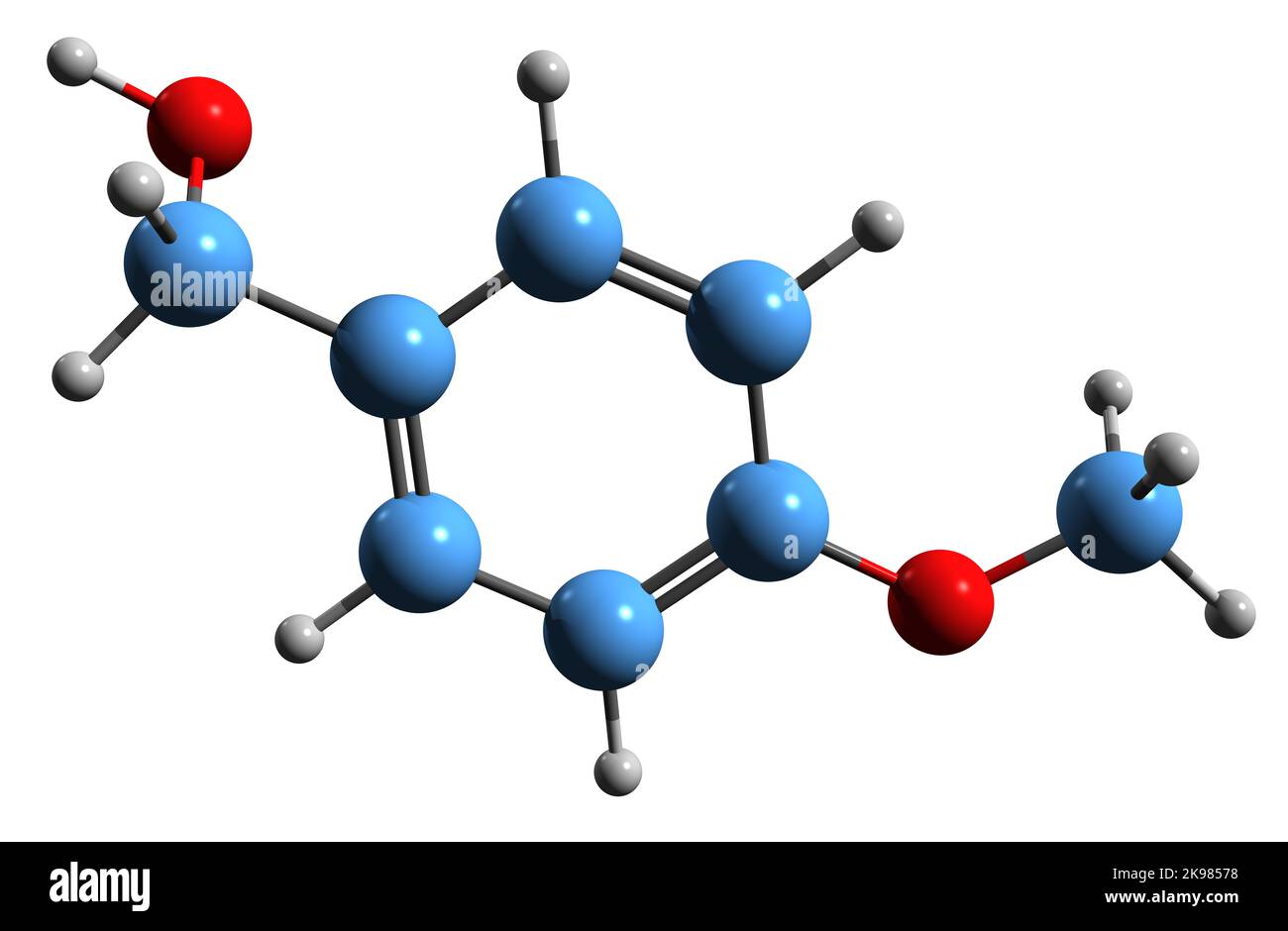 3D image of Anisyl alcohol skeletal formula - molecular chemical ...