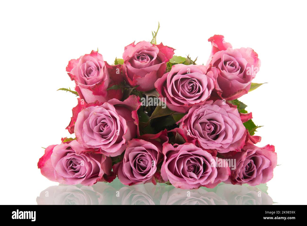 Bouquet pink roses isolated over white background Stock Photo - Alamy