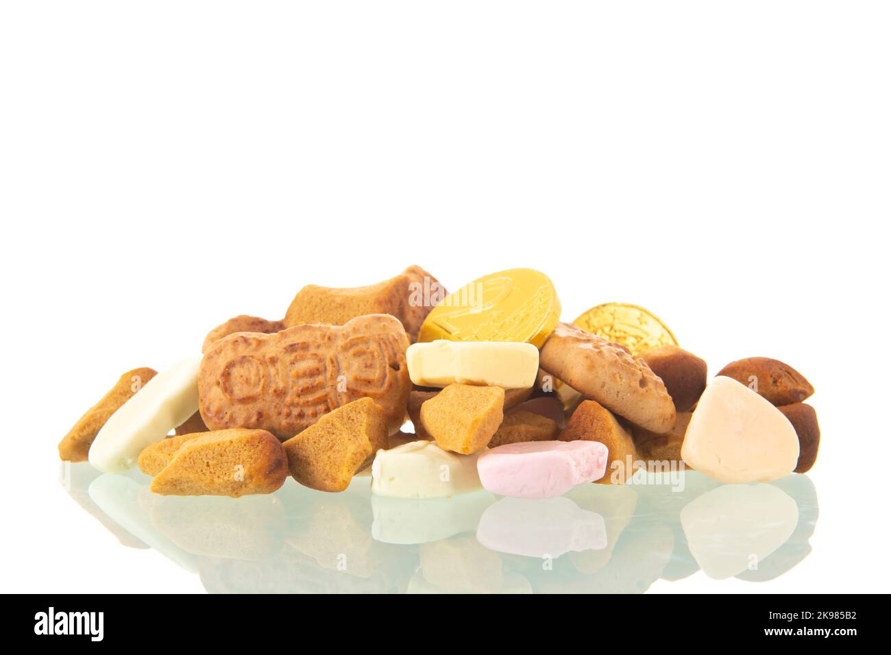 Dutch Sinterklaas candy with pepernoten and taai taai isolated over ...