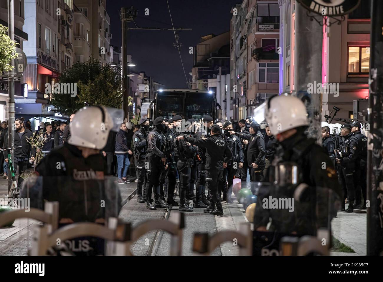 Istanbul, Turkey. 26th Oct, 2022. Riot police blocked the entrances on ...