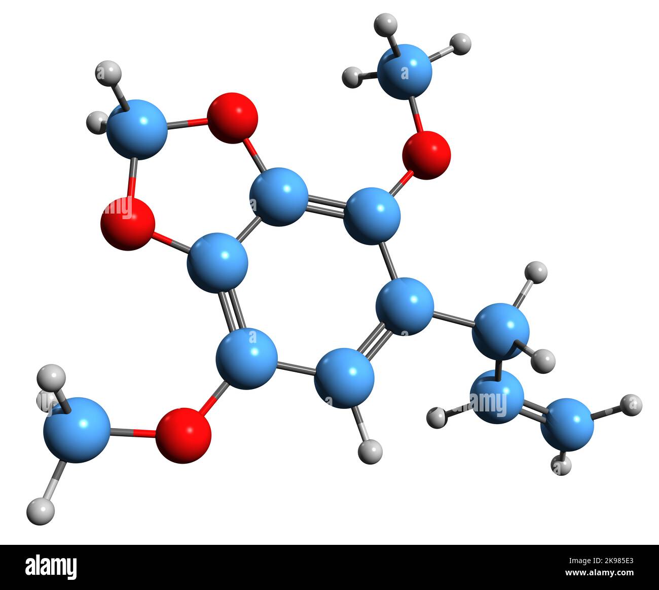 3D image of apiol skeletal formula - molecular chemical structure of ...