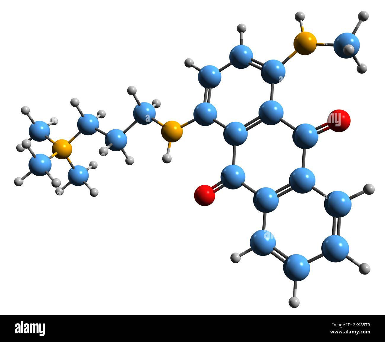 3D image of Basic Blue 22 skeletal formula - molecular chemical structure of basic dye isolated ...