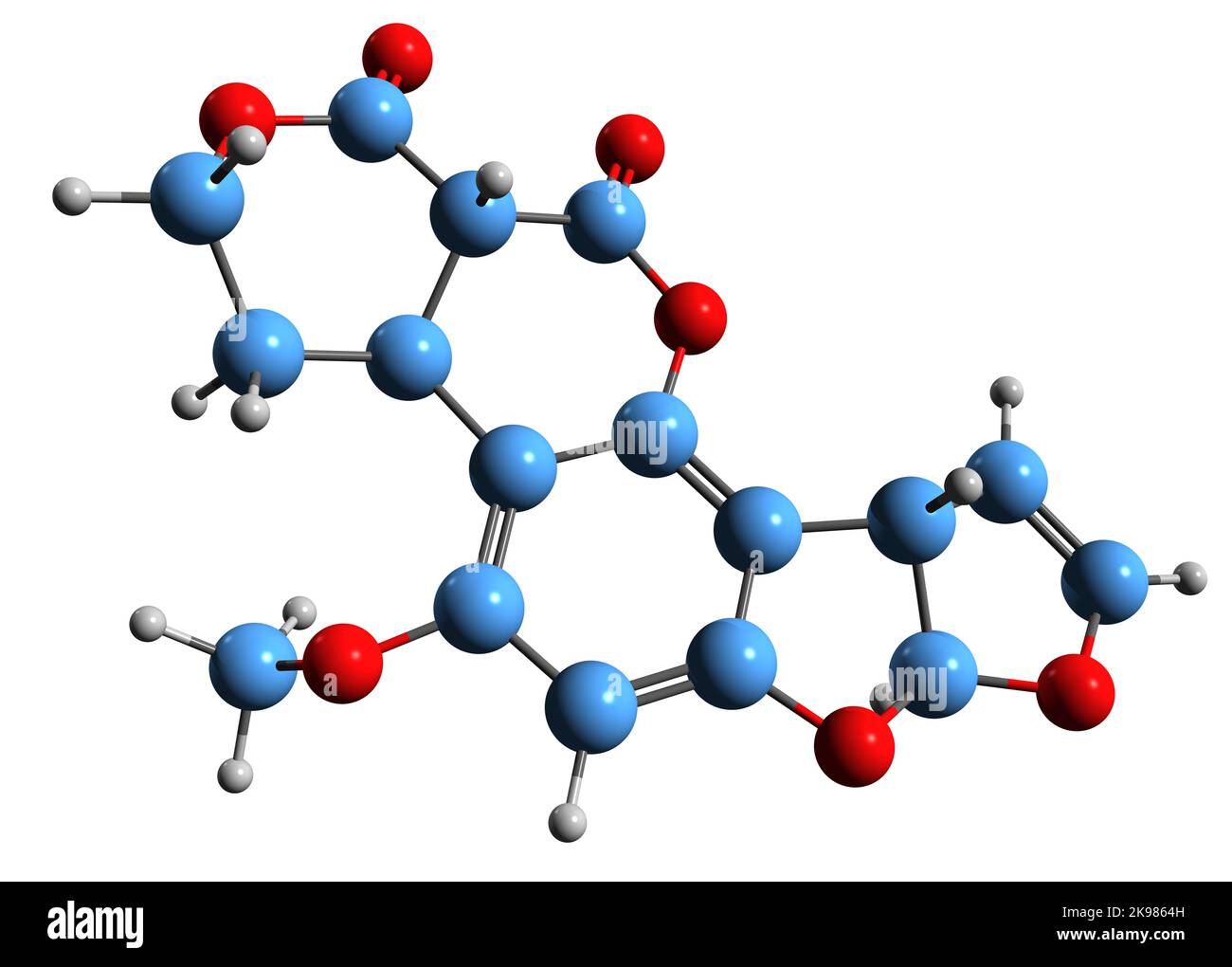 3D image of aflatoxin G1 skeletal formula - molecular chemical ...
