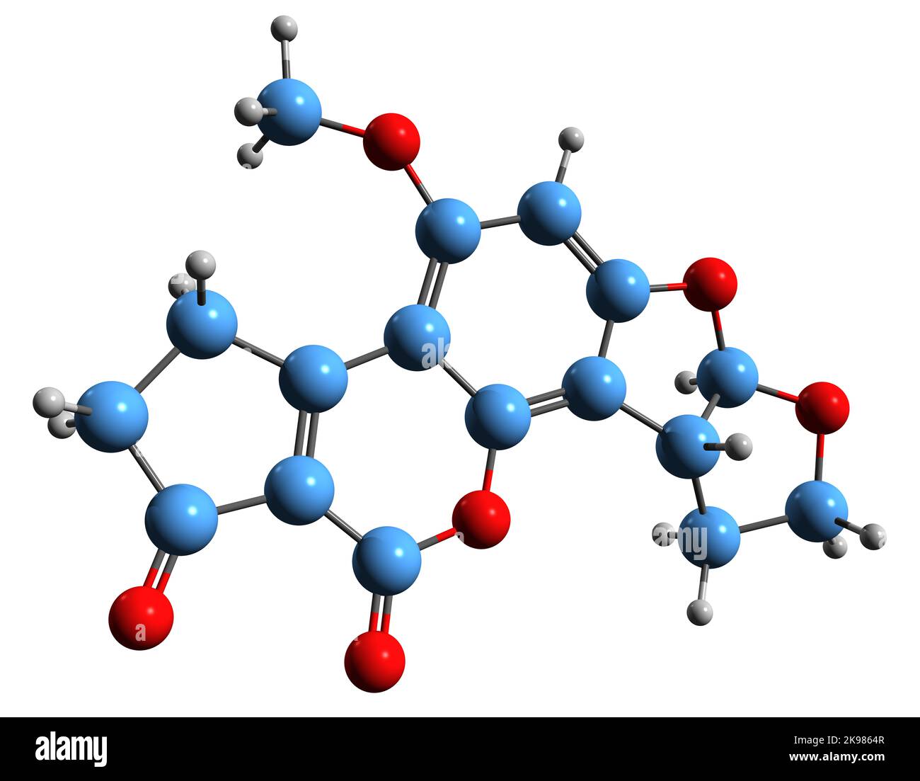 3D image of aflatoxin B2 skeletal formula - molecular chemical ...