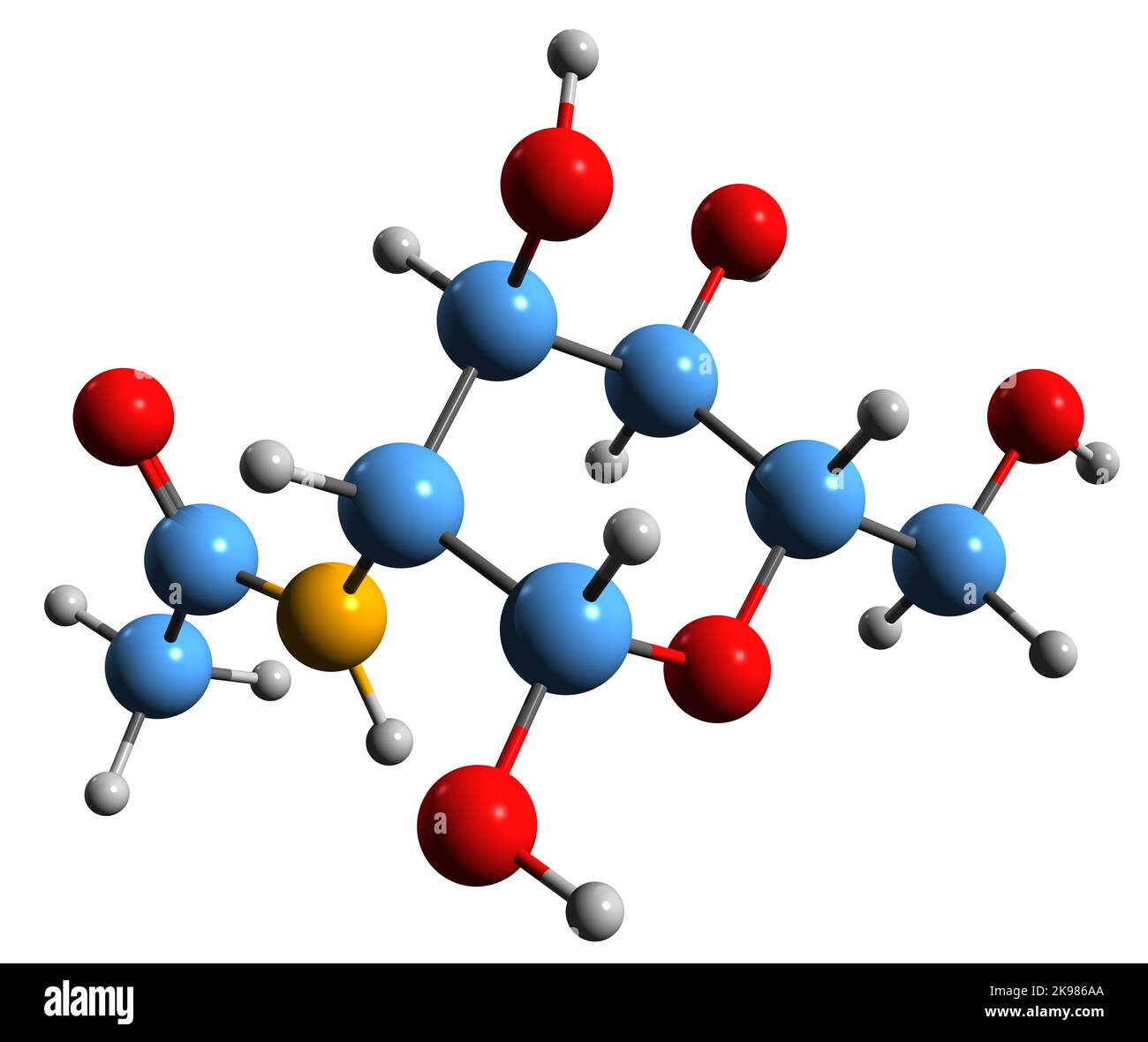 3D image of N-Acetylgalactosamine skeletal formula - molecular chemical ...