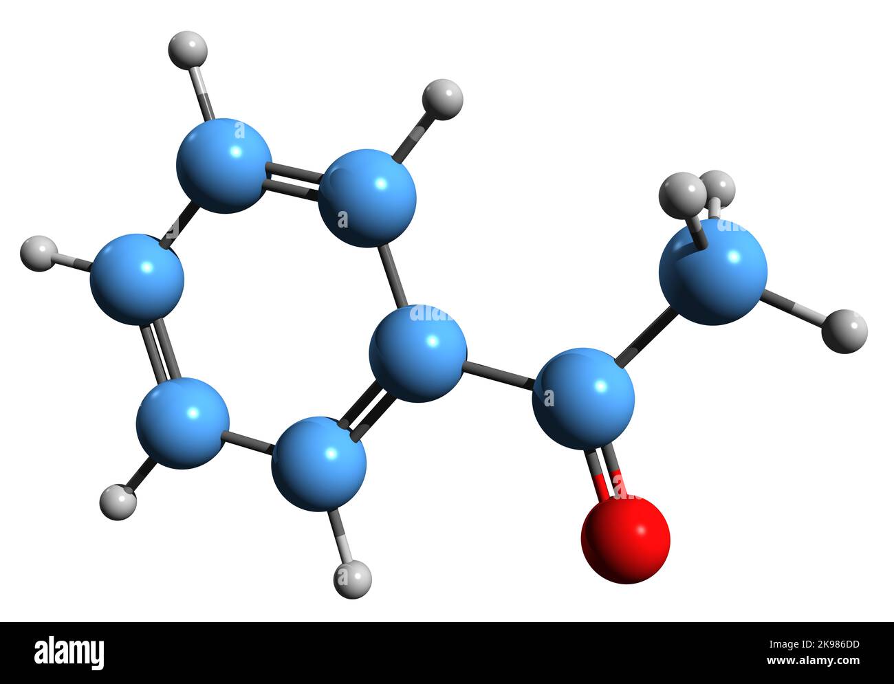 3D image of Acetophenone skeletal formula - molecular chemical structure of aromatic ketone ...