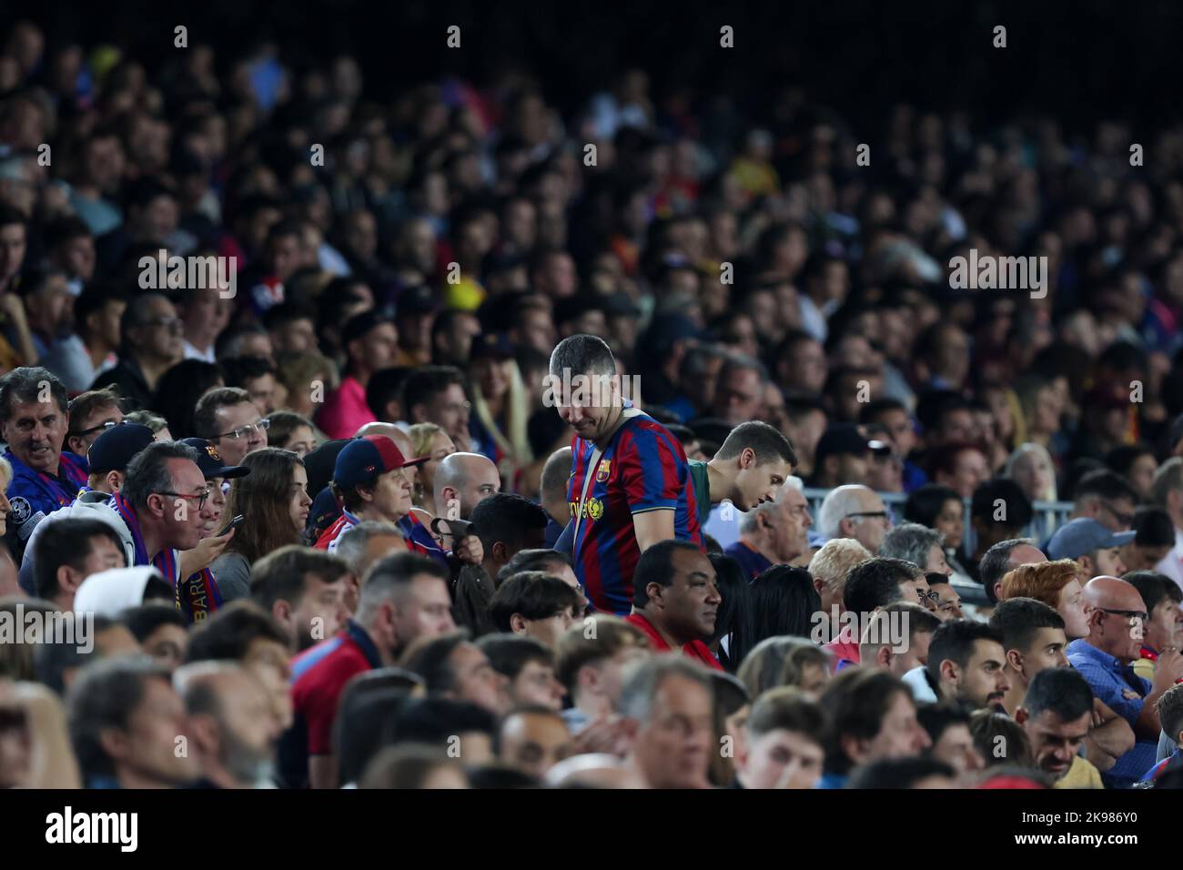 Barcelona, Spain. 26/10/2022, Barcelona fans leavuing the stadium ...