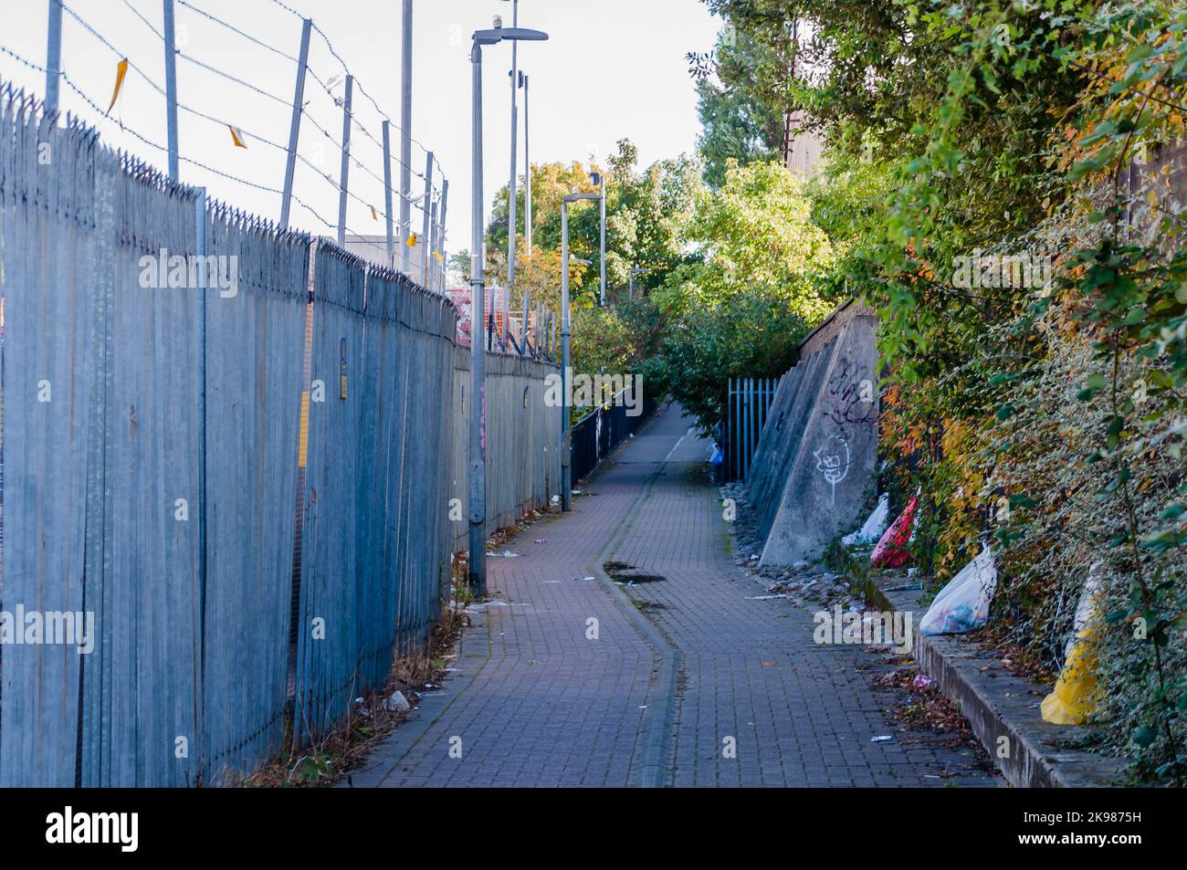 River Roding riverside path from Ilford to Barking quay at Harts Lane ...