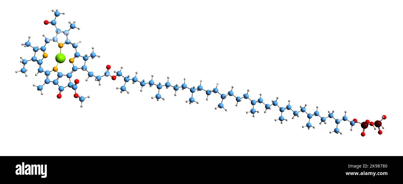 3D image of Bacteriochlorophyll a skeletal formula - molecular chemical ...