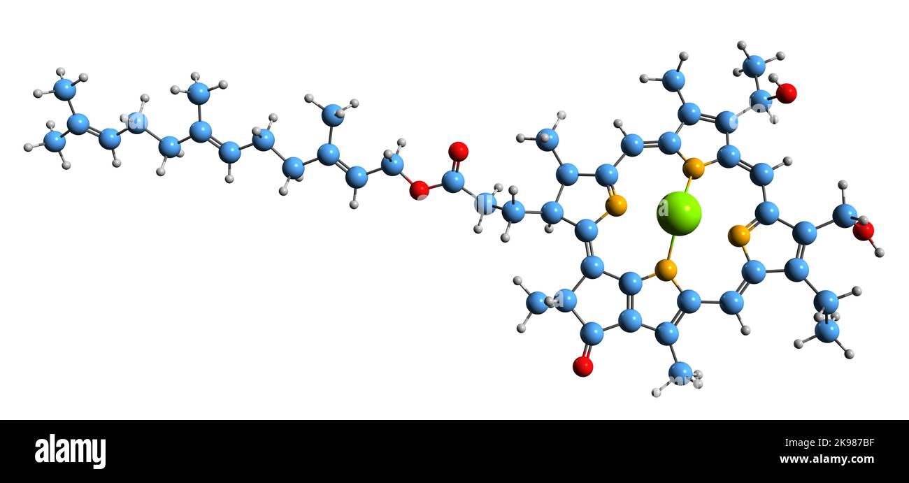 3D image of Bacteriochlorophyll f skeletal formula - molecular chemical ...