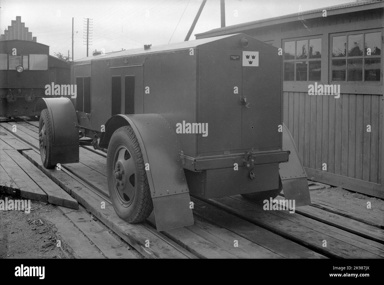 Machine wagon m/34. Oblique from behind without chapel Stock Photo - Alamy