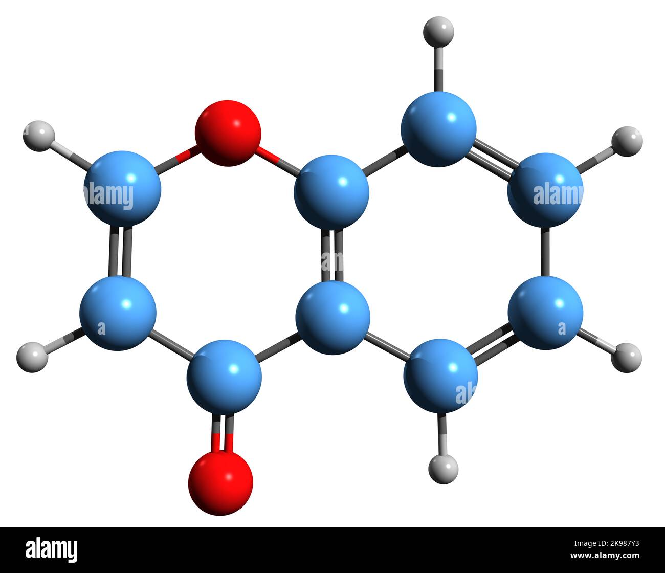 3D image of Benzopyrone skeletal formula - molecular chemical structure ...