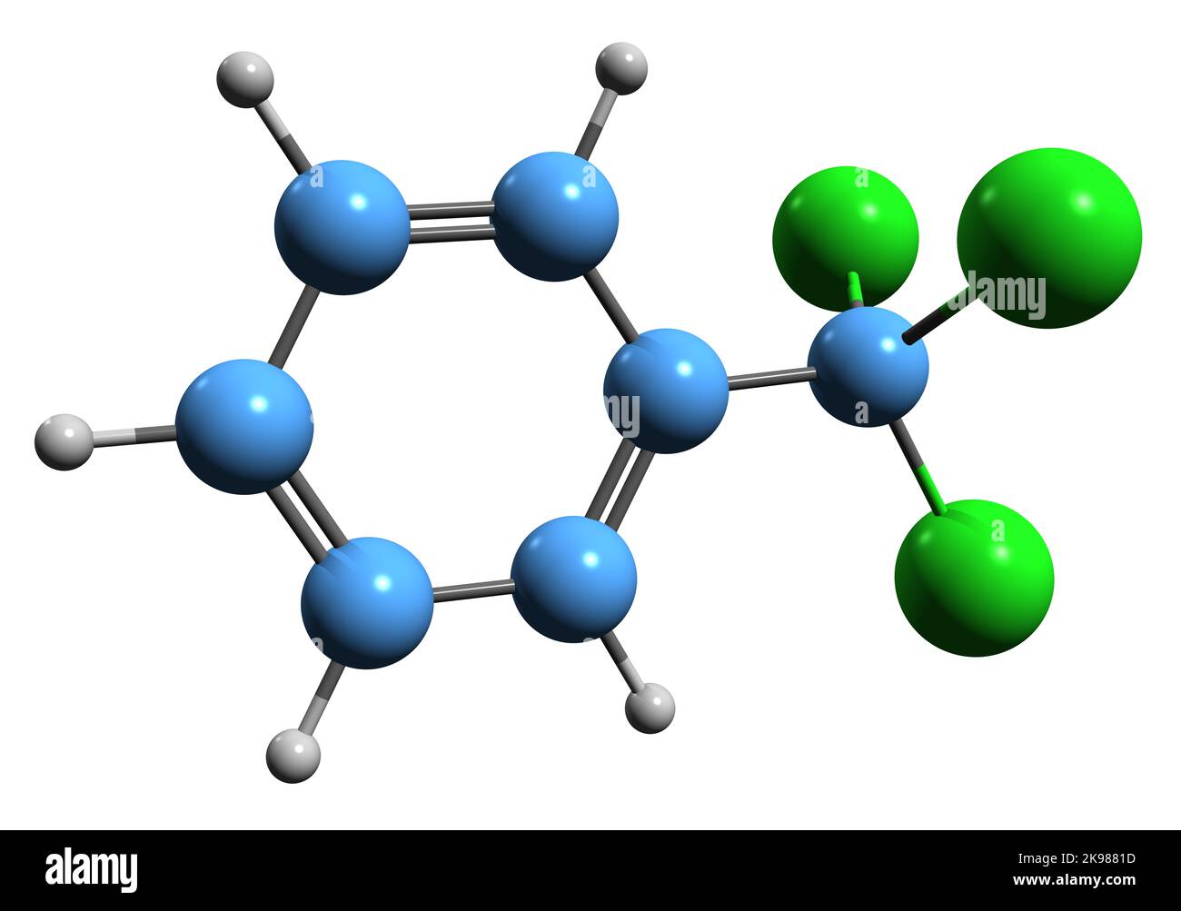 3d Image Of Benzotrichloride Skeletal Formula Molecular Chemical Structure Of Toluene