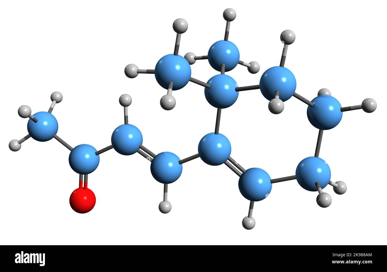 3D image of beta-ionone skeletal formula - molecular chemical structure ...