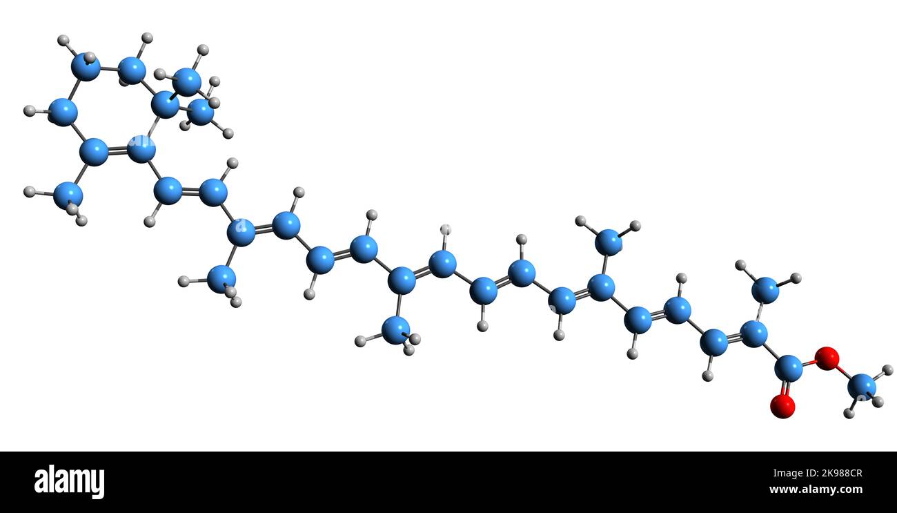 3D image of methyl ester of beta-apo-8-carotenic acid skeletal formula ...