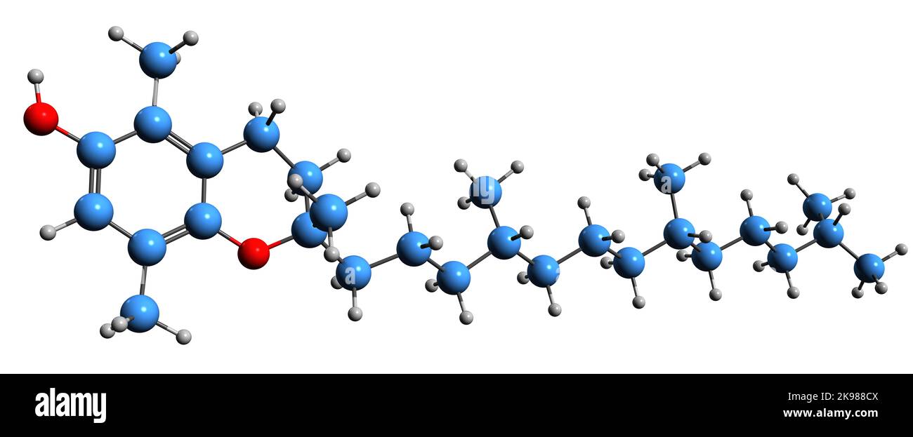 3D image of beta tocotrienol skeletal formula - molecular chemical ...