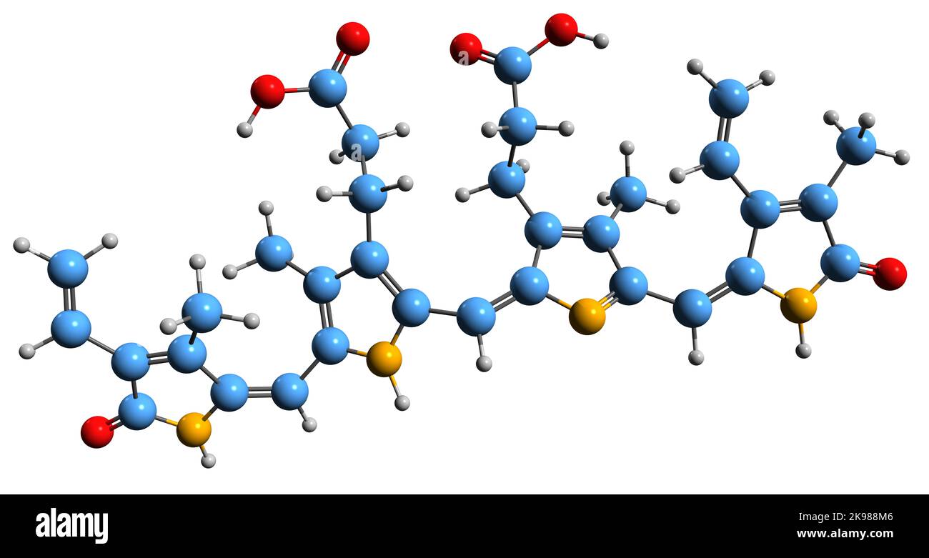 3D image of Biliverdin skeletal formula - molecular chemical structure ...