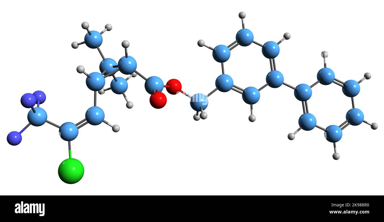 3d Image Of Bifenthrin Skeletal Formula Molecular Chemical Structure Of Pyrethroid Insecticide