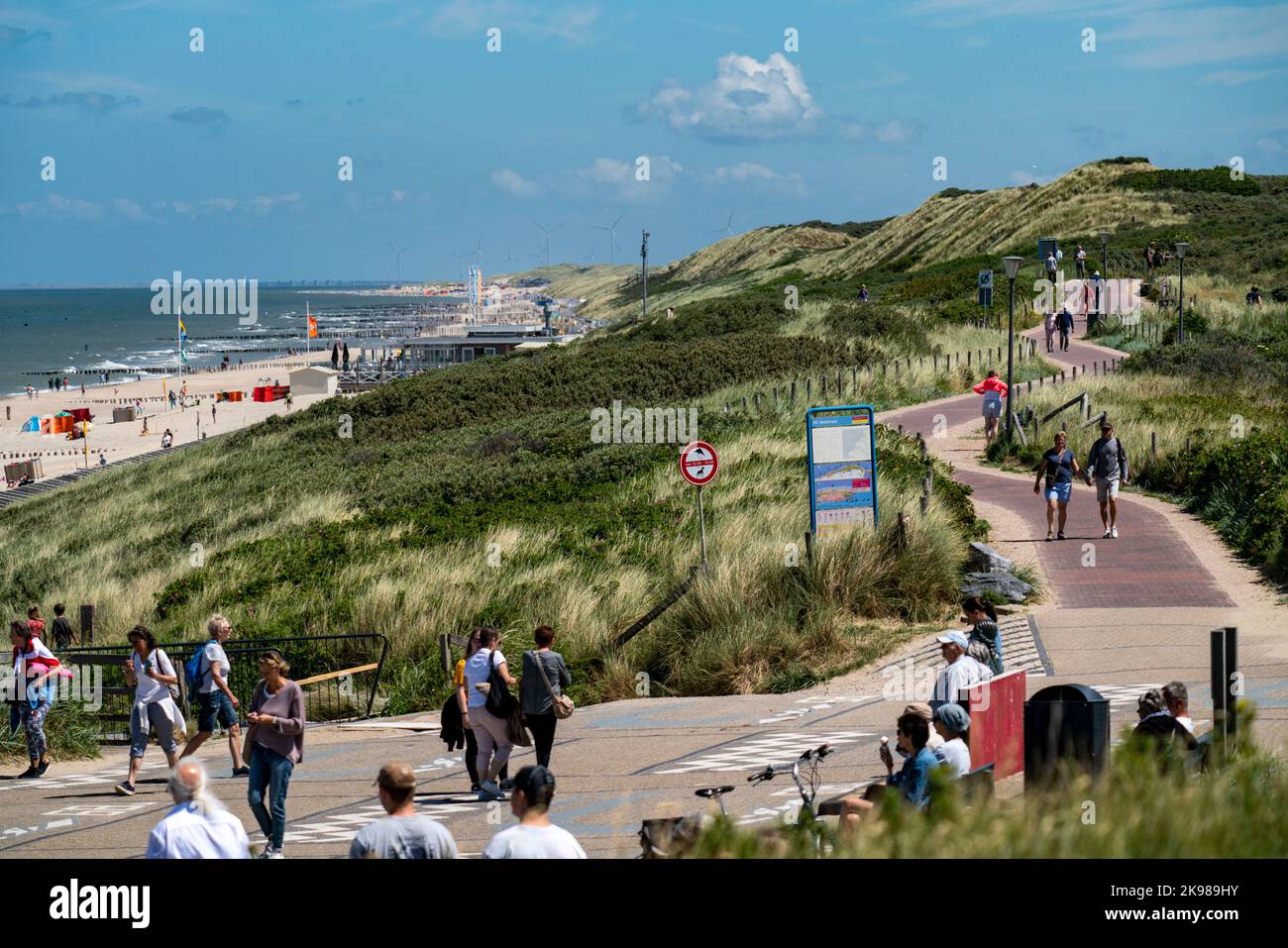 The village Domburg in Zeeland, seaside resort, coast, dune landscape ...