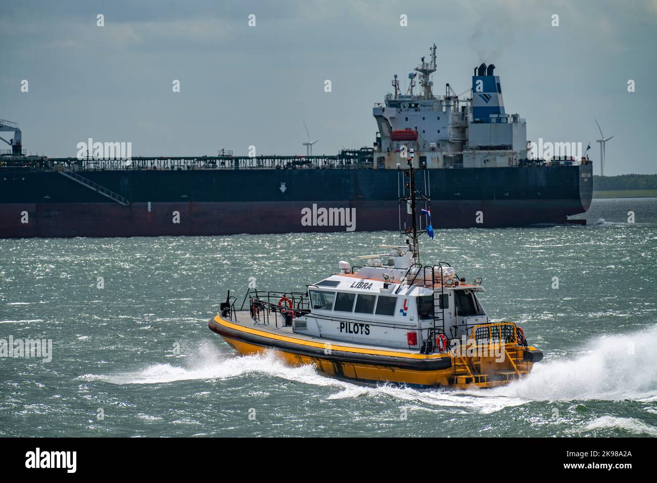 Pilot boat Libra, sailing out of the pilot port of Vlissingen, at the ...