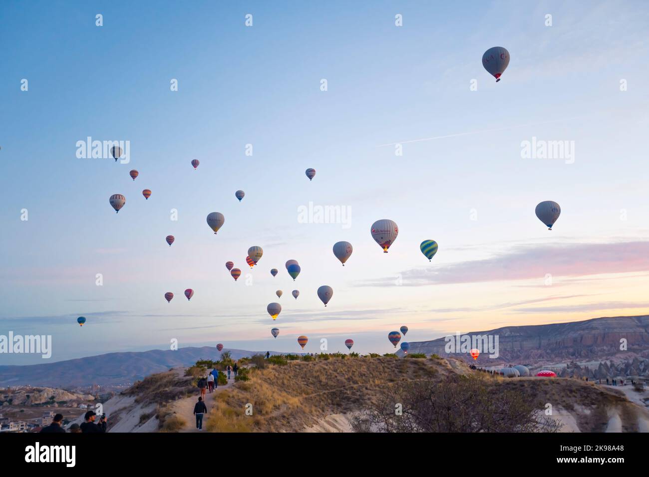 Stunning view of numerous colourful balloons flying in the air during ...