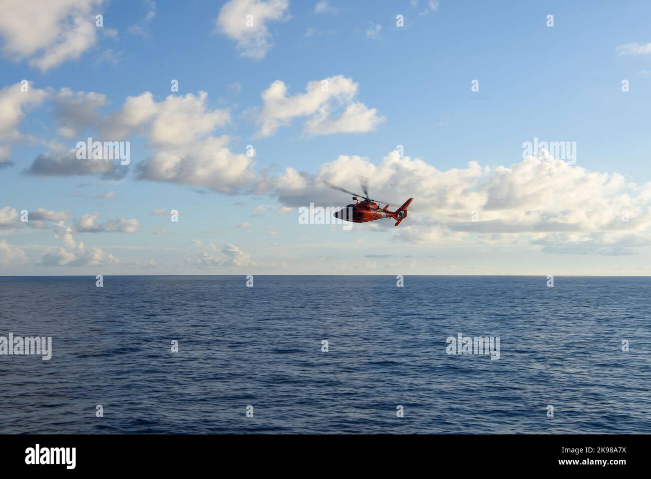 Coast Guard Air Station Houston MH-65 Dolphin helicopter crew flies ...