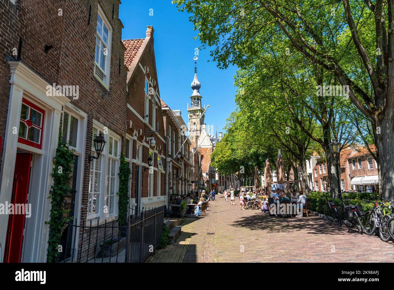 The town of Veere, province of Zeeland, the old town hall, market ...