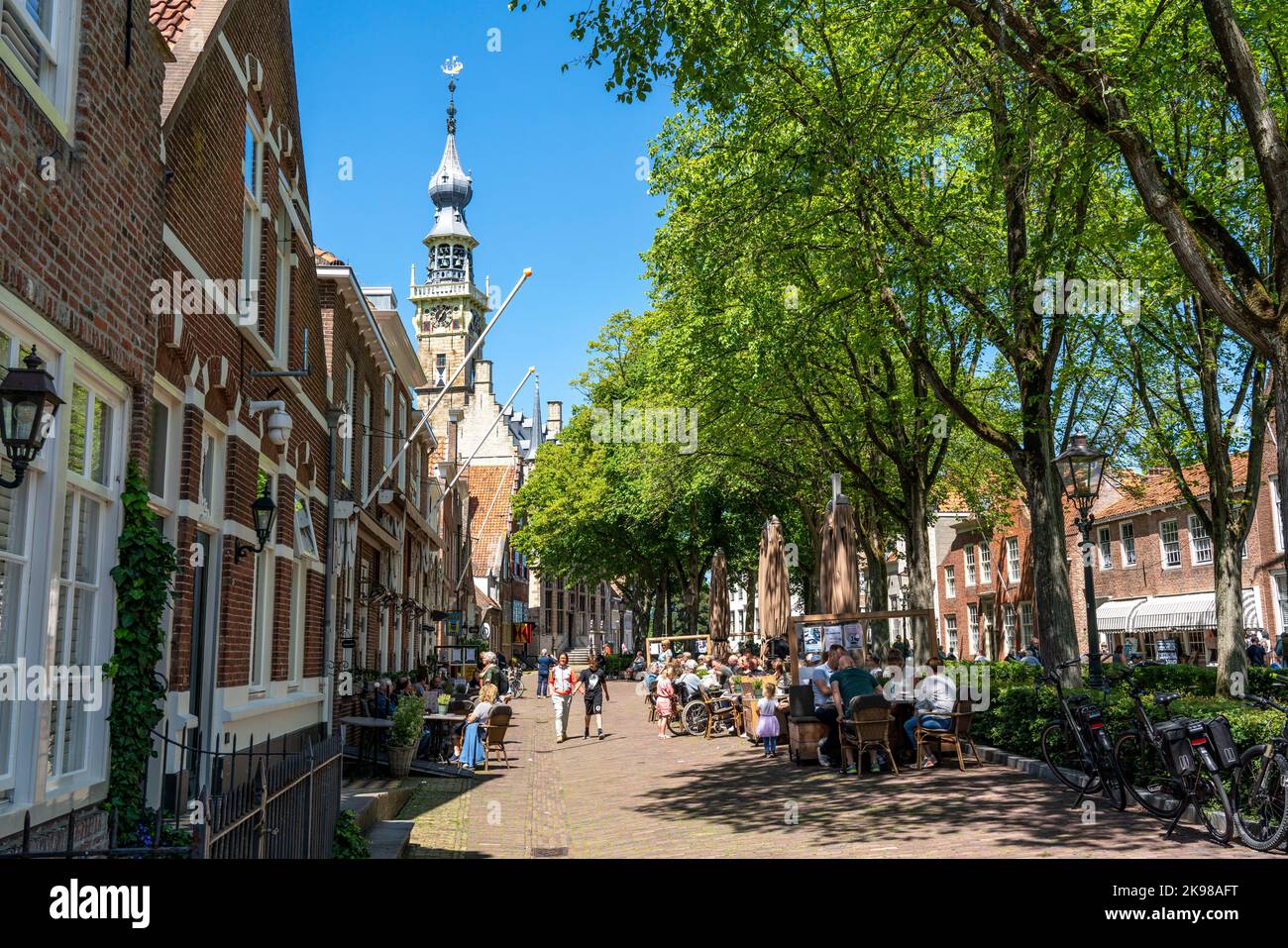 The town of Veere, province of Zeeland, the old town hall, market ...