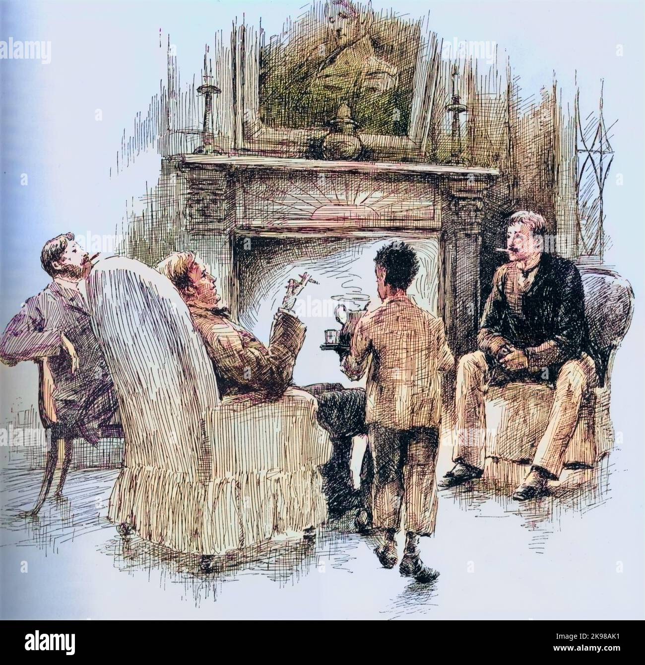 Louisiana Plantation home interior slave child serving drink to ...