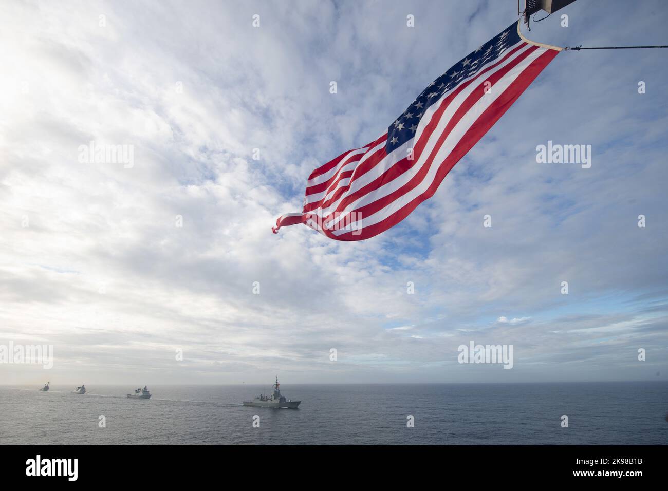 The first-in-class aircraft carrier USS Gerald R. Ford (CVN 78) flies ...