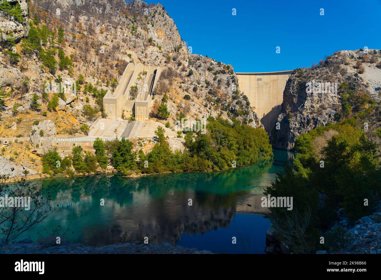 Turkish Oympinar Dam. Human interference in natural environment ...