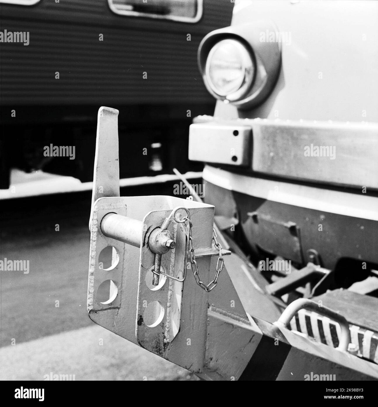 Coupling device between motor carriage and locomotive Stock Photo - Alamy
