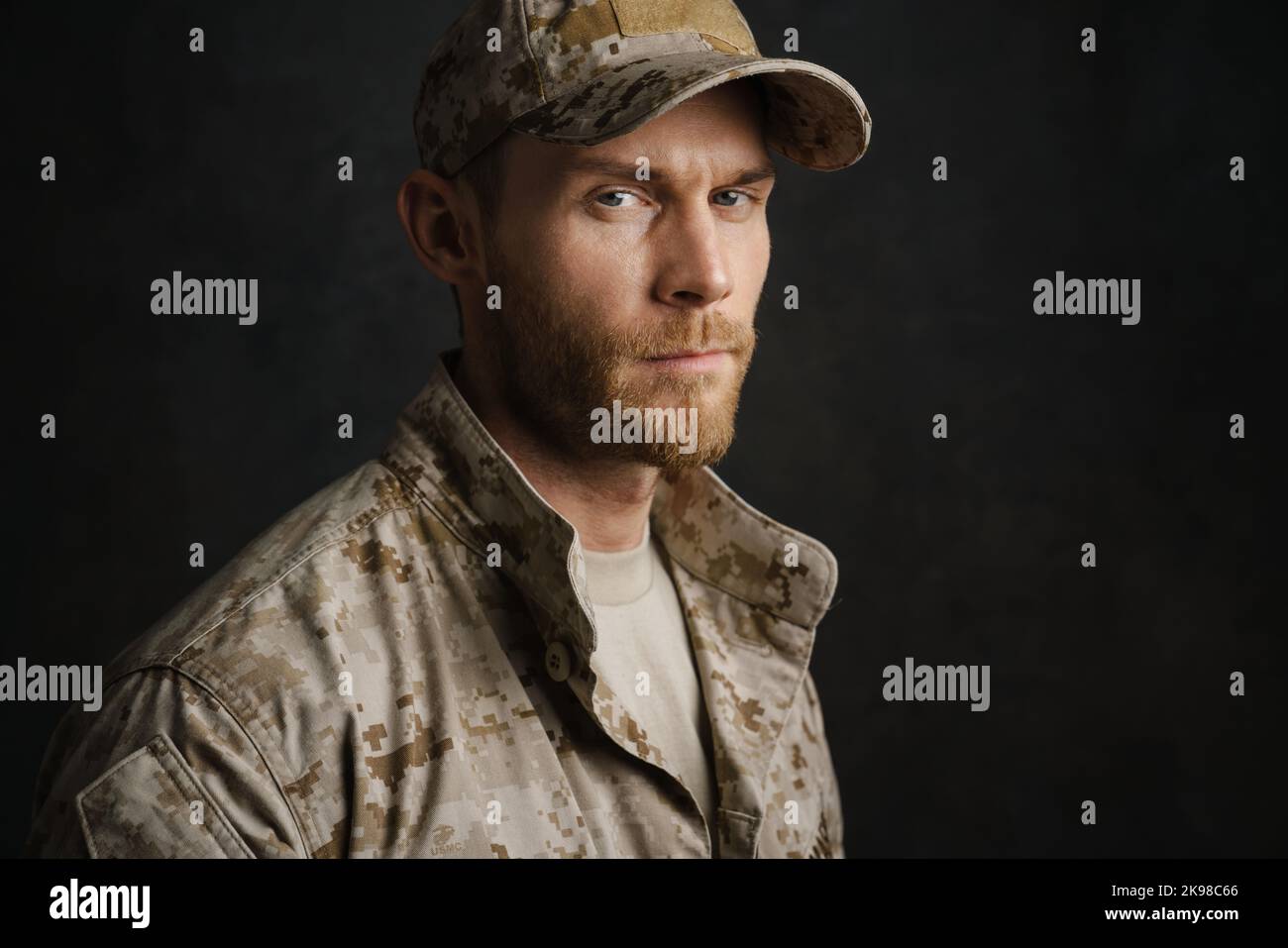 White military man wearing uniform posing and looking at camera ...