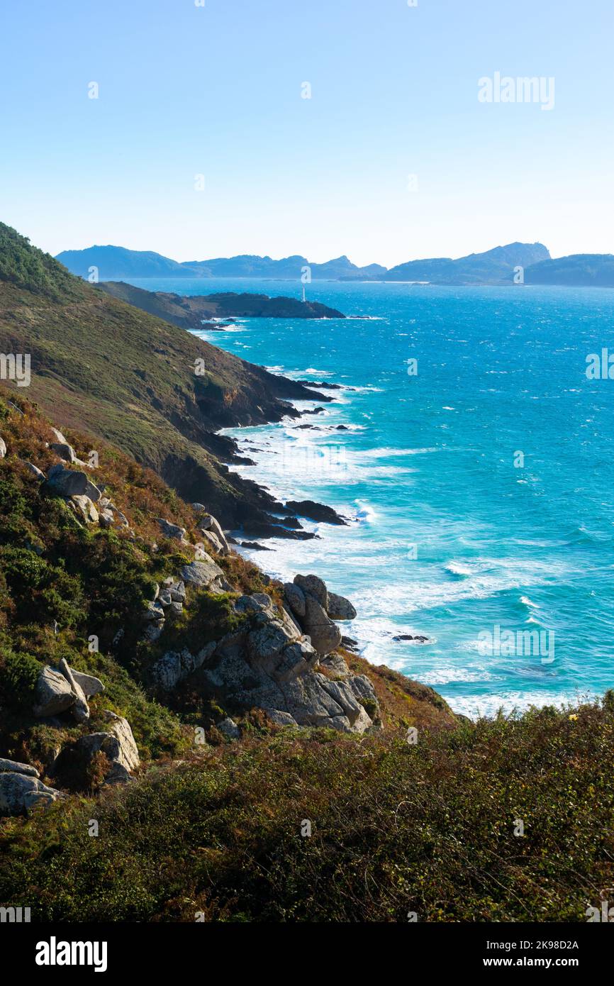 Panoramic view of Cape Home and the Cies Islands in the background ...