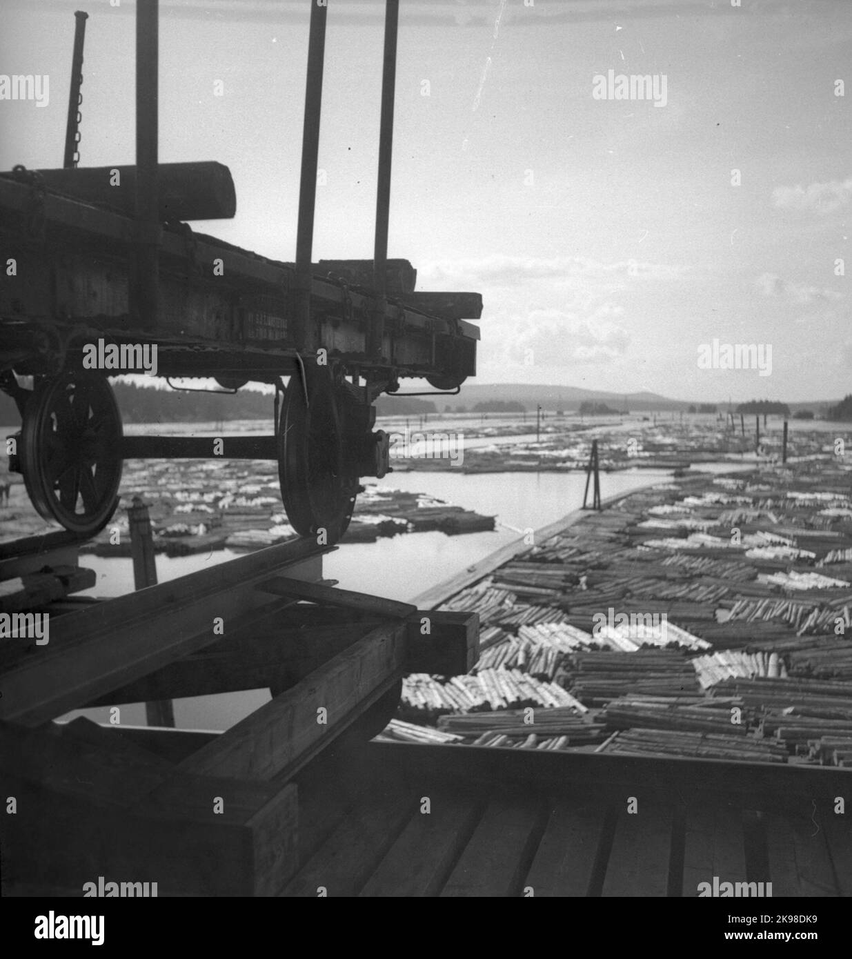 Timmer Wagon and Timber Raft at Marma-Sandarne Railway Bangård in ...