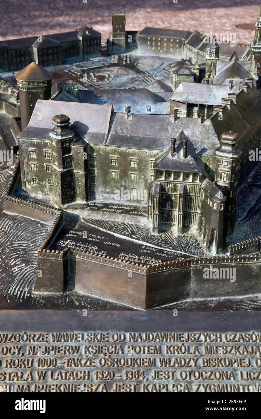Miniature scale bronze model of the Wawel Royal Castle, Krakow, Poland ...