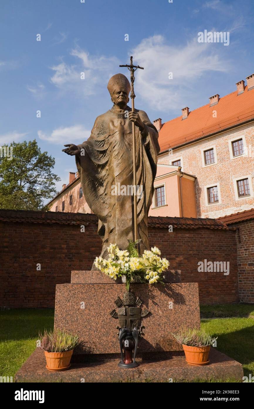 Statue of Pope John Paul II at the Wawel Royal Castle, Krakow, Poland ...