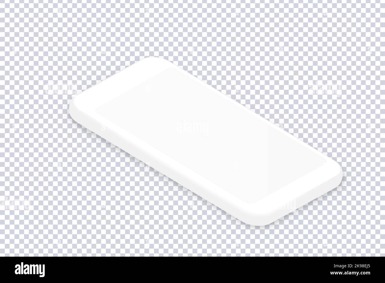Clean white isometric smartphone. Realistic empty screen phone template ...