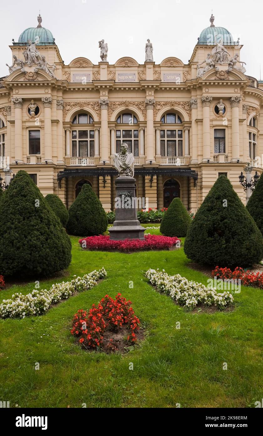 Julius Slowacki Theatre with formal garden in front yard, Krakow ...