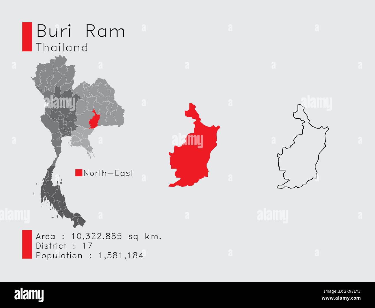 Buri ram outline map hi-res stock photography and images - Alamy