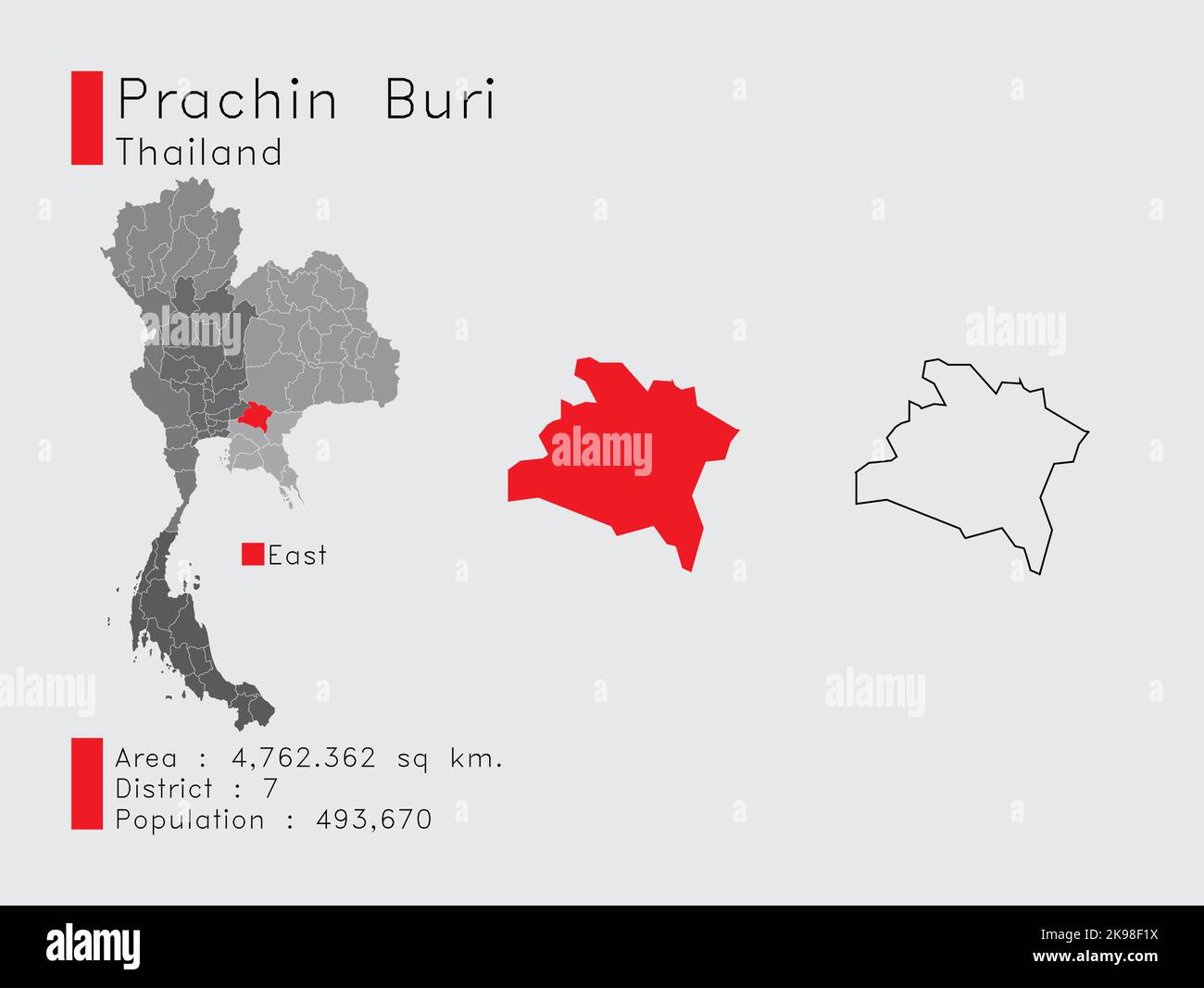 Prachin buri vector outline map hi-res stock photography and images - Alamy