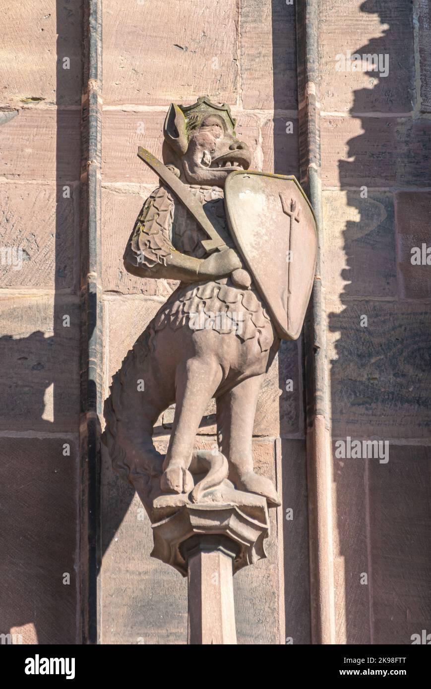 Gargoyle monster on the Gothic facade of the Strasbourg Cathedral of ...