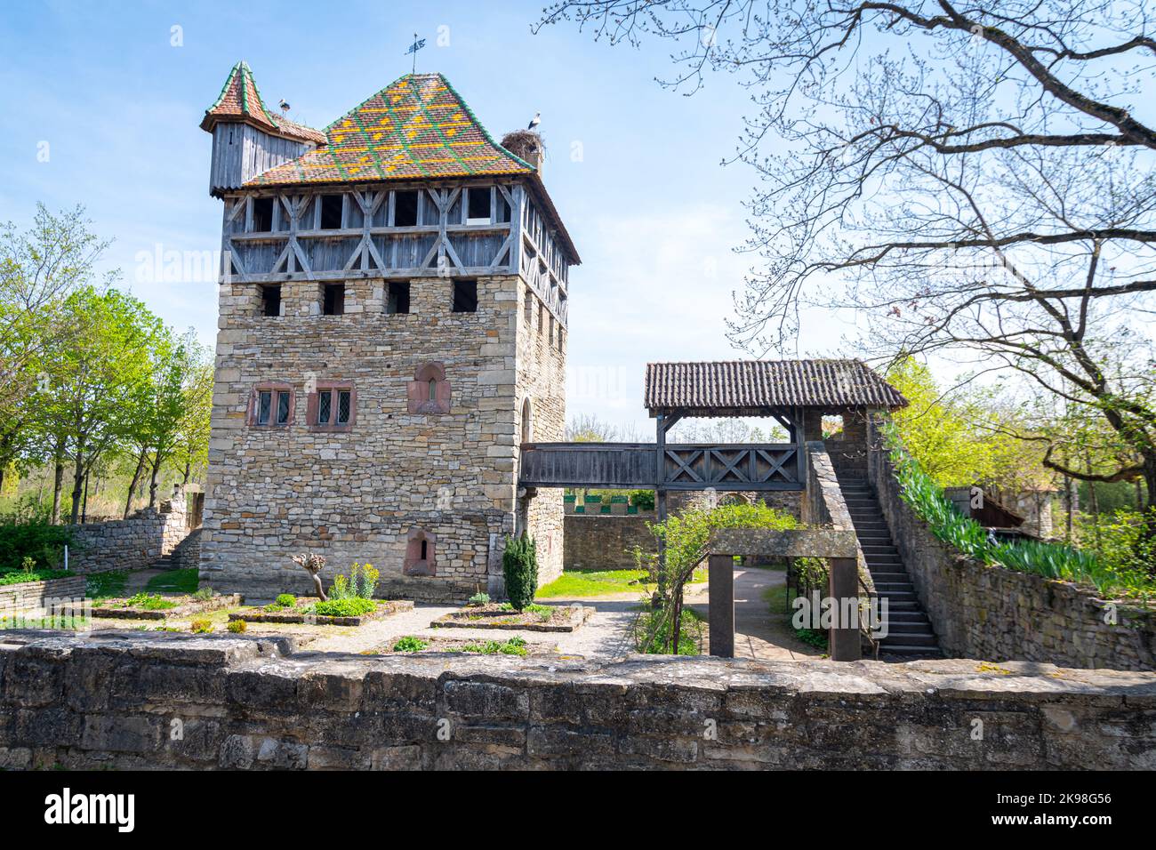 Traditional old alsatian forte or castle in the Ecomuseum Alsace in ...