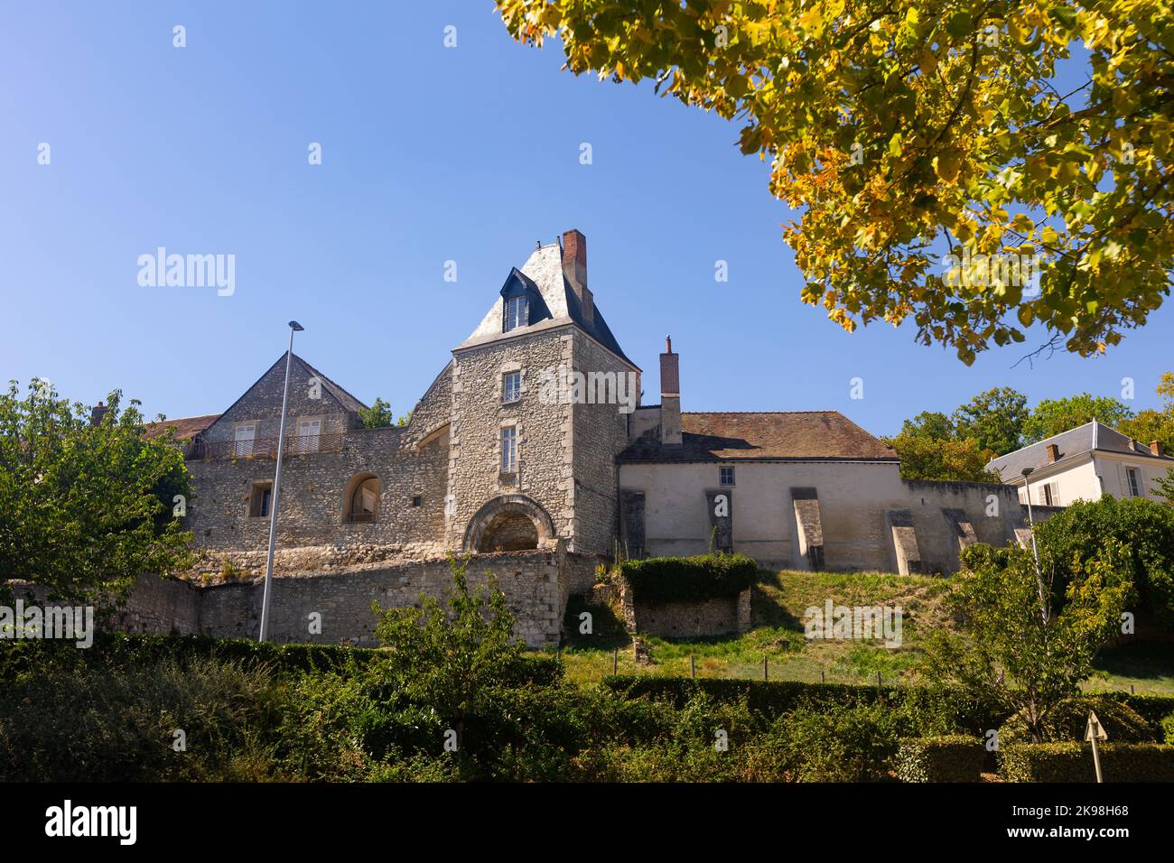 View of medieval fortified castle Chateau de Montargis, France Stock ...
